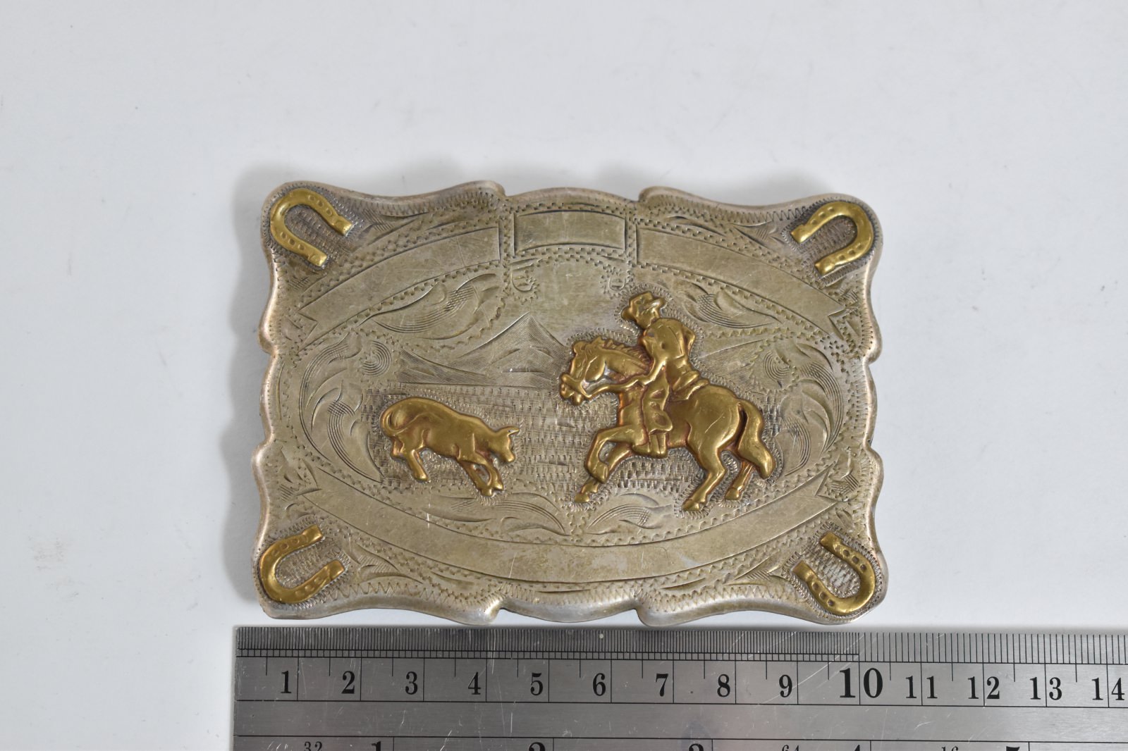 Sterling Silver Southwestern Cowboy Vaquero Engraved Belt Buckle ...