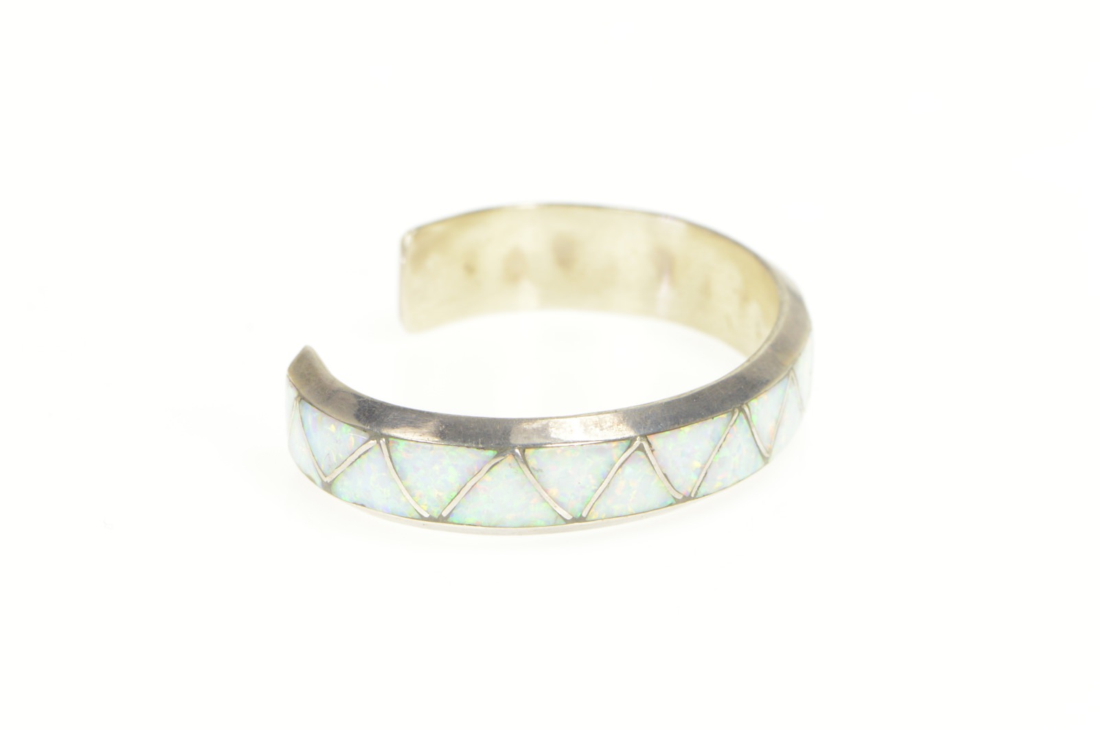 Sterling Silver Southwestern Syn. Opal Zig Zag Inlay Bracelet 6 ...