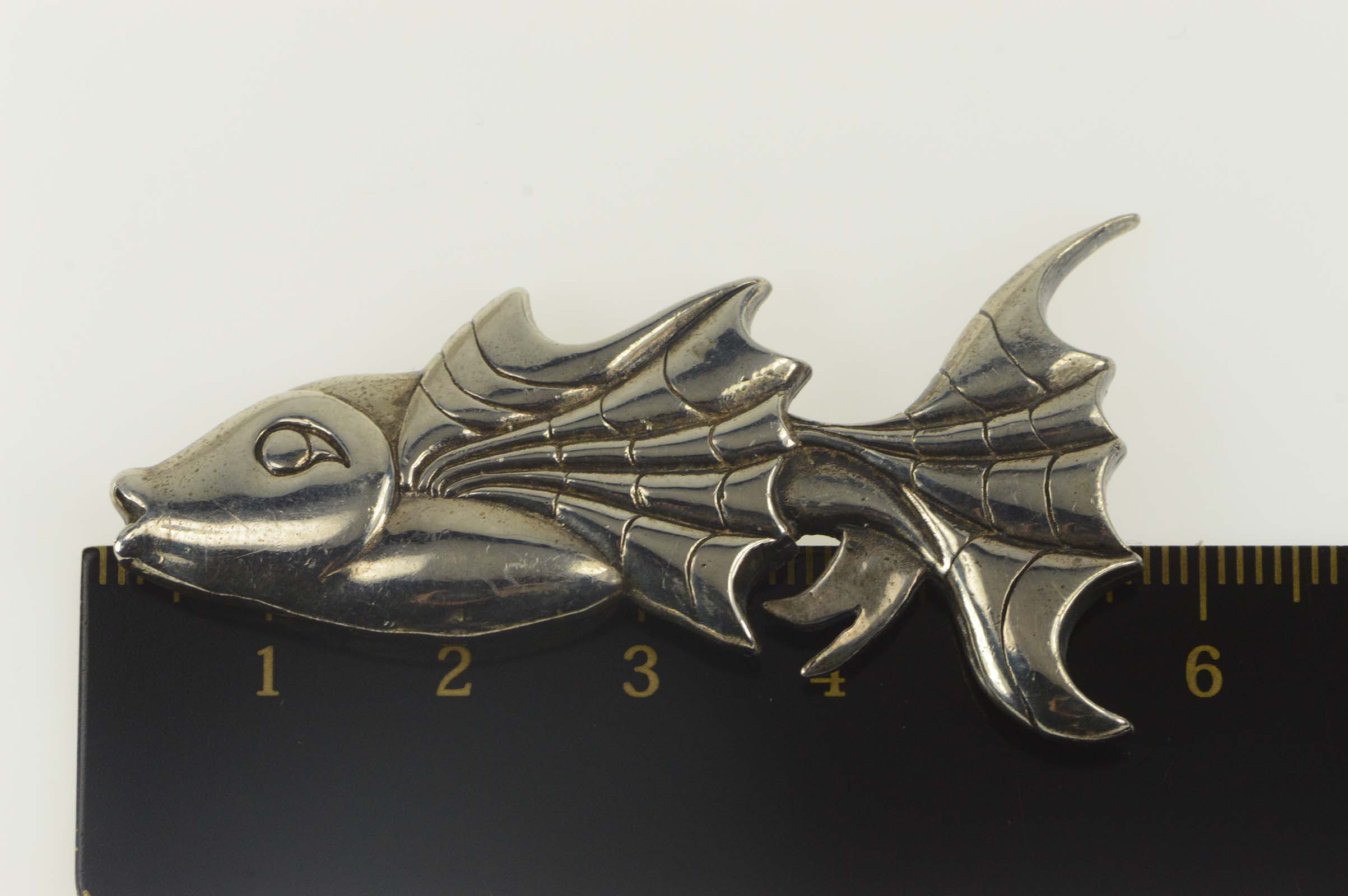 Sterling Silver Stylized Retro Fish Guppy Statement Pin/Brooch ...