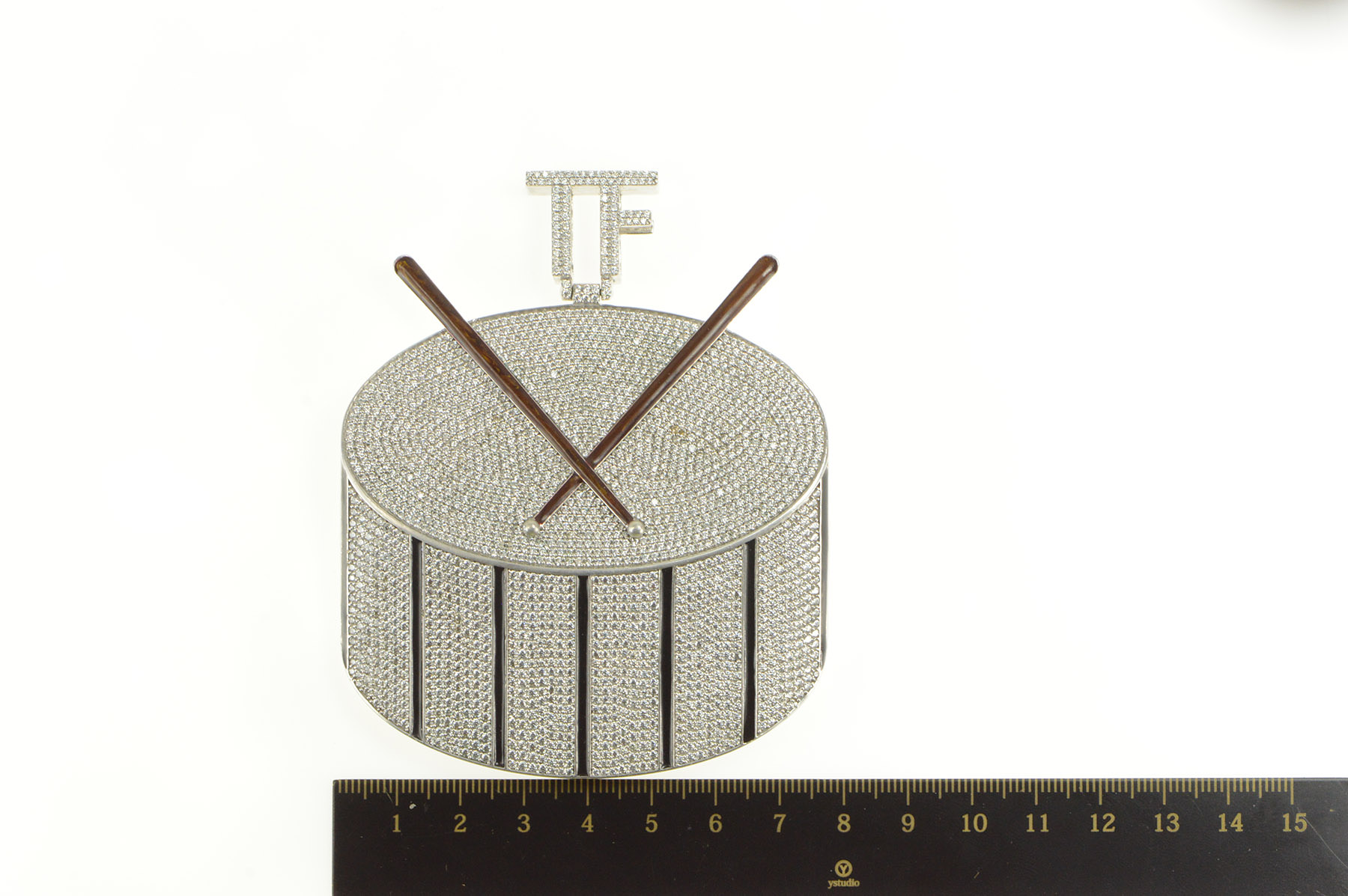 Sterling Silver TF Pave Snare Drum Line Marching Band Pendant ...
