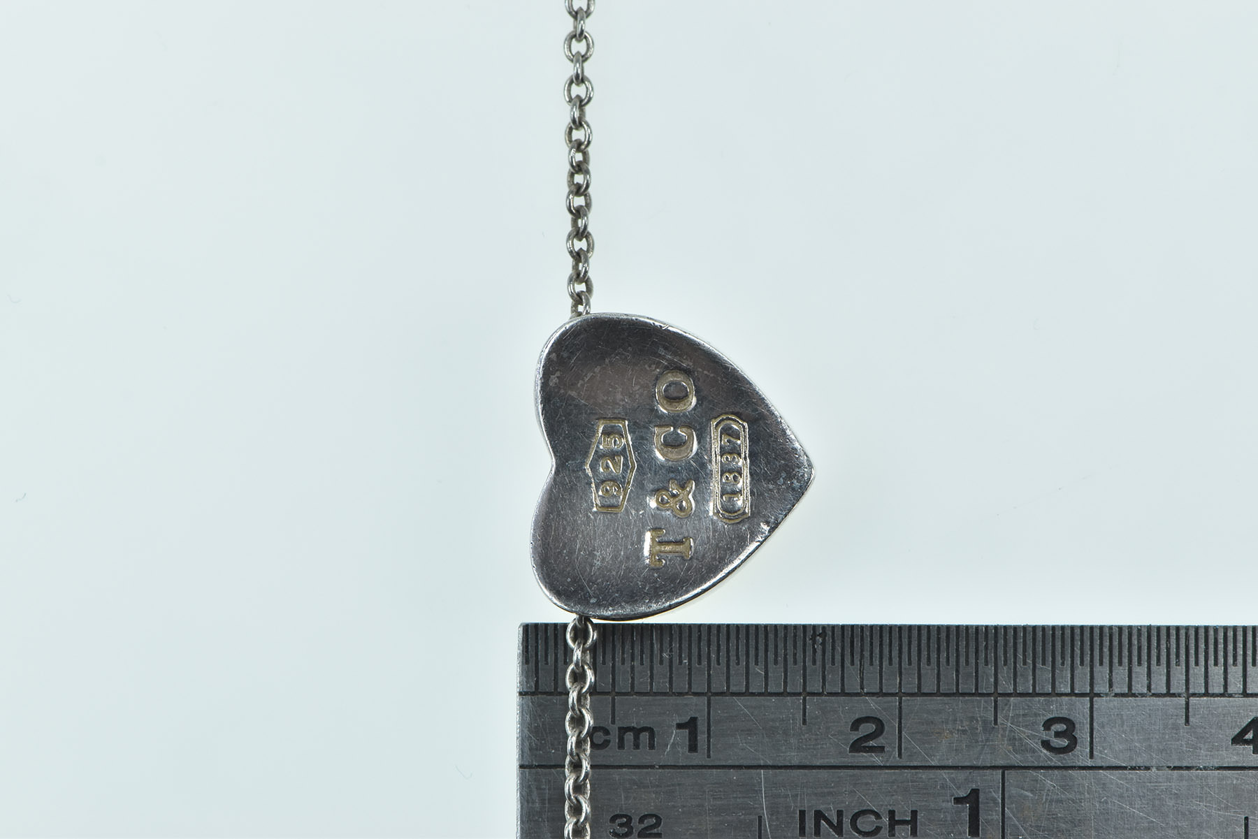 Sterling Silver Tiffany & Co Curved 1897 Candy Heart Chain Necklace 17. ...