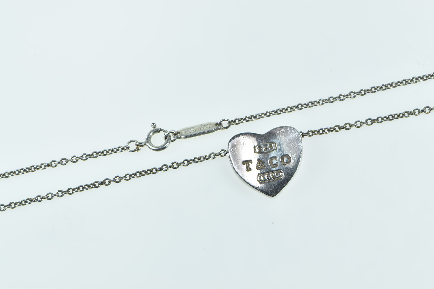 Sterling Silver Tiffany & Co Curved 1897 Candy Heart Chain Necklace 17. ...