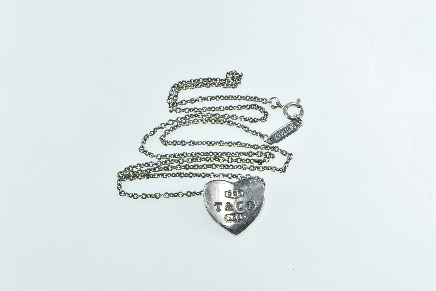 Sterling Silver Tiffany & Co Curved 1897 Candy Heart Chain Necklace 17. ...