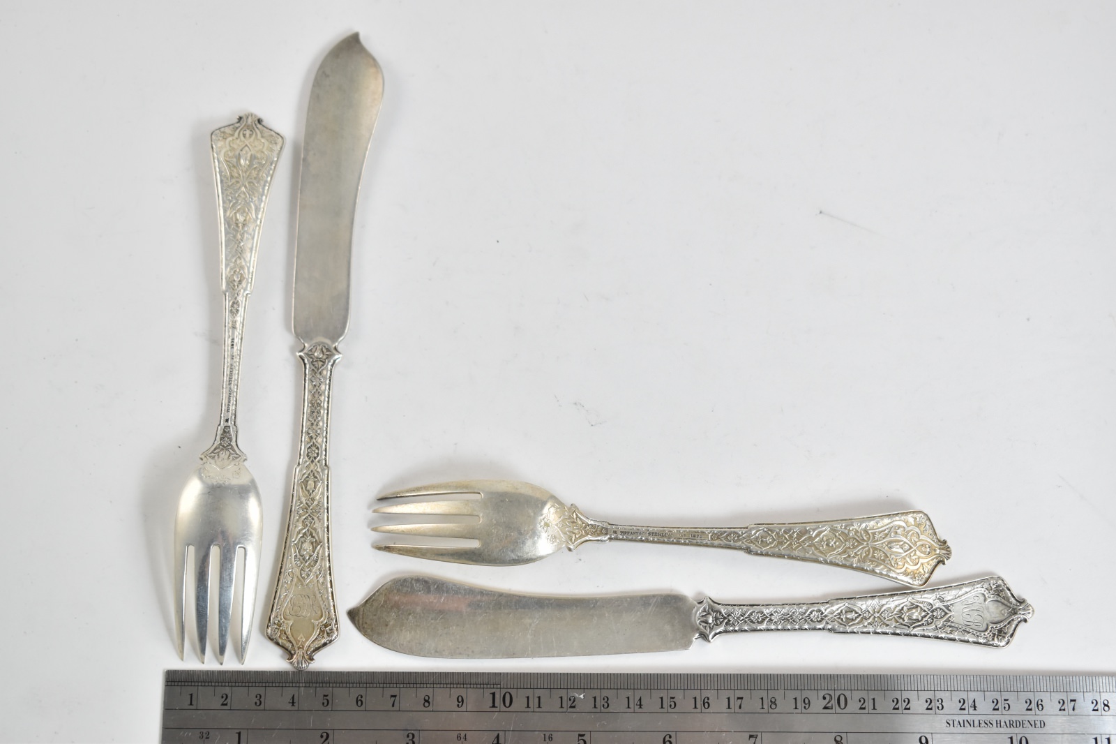 Sterling Silver Tiffany & Co Persian Fish Set (8 full sets, 1 partial ...