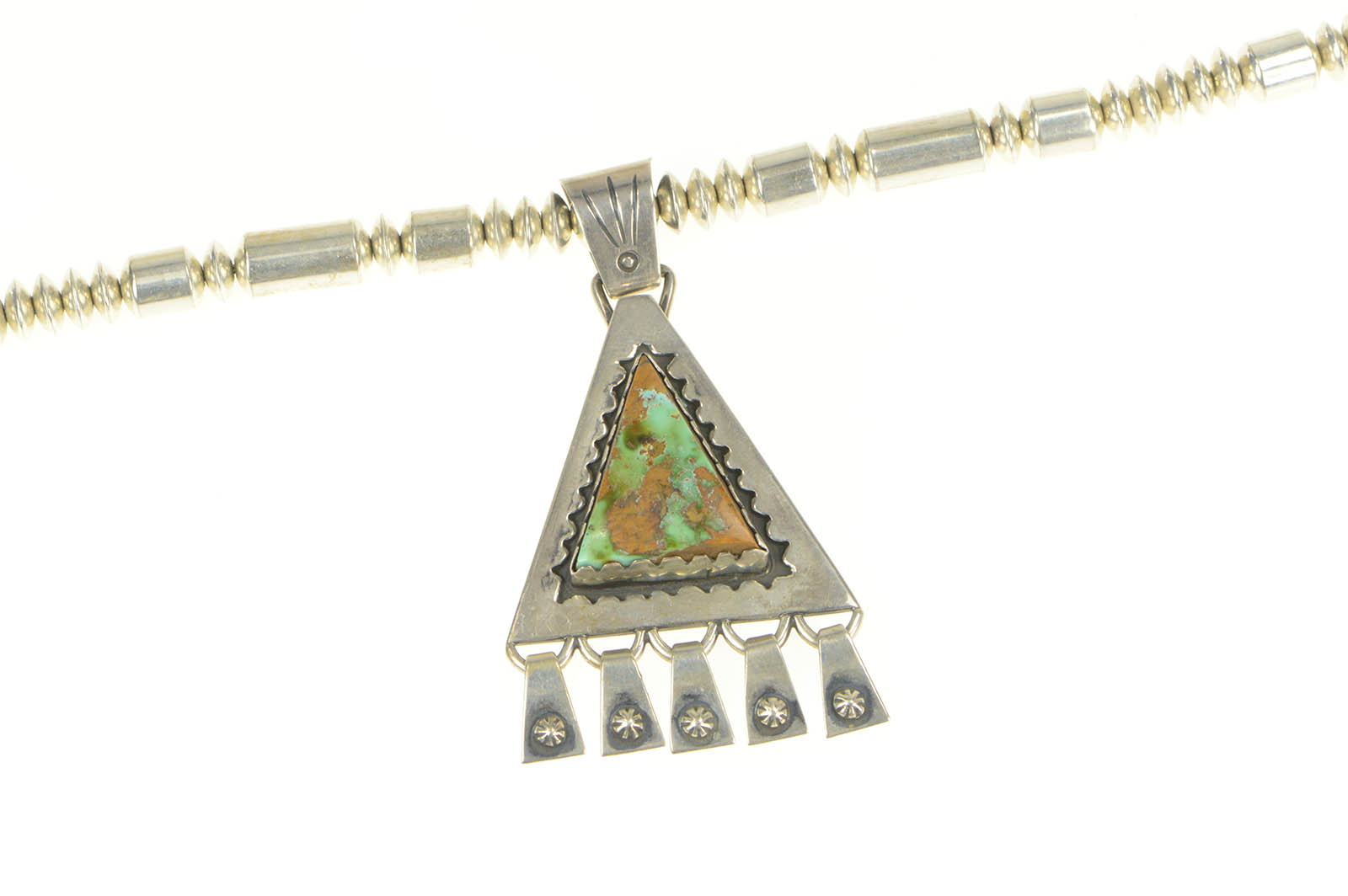Sterling Silver Triangle Cut Turquoise Native American Fringe Necklace ...