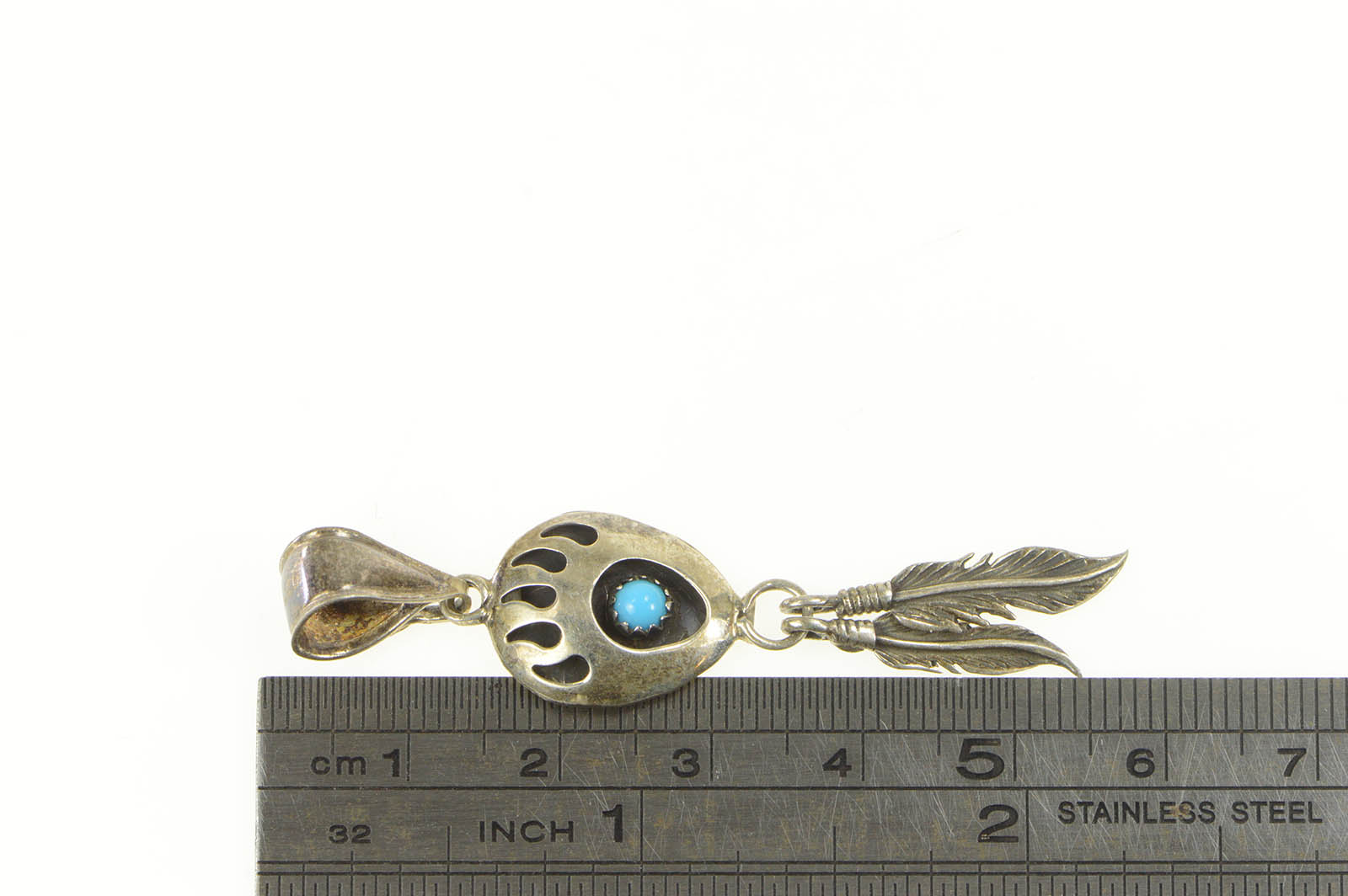 Sterling Silver Turquoise Native American Navajo Feather Pendant ...