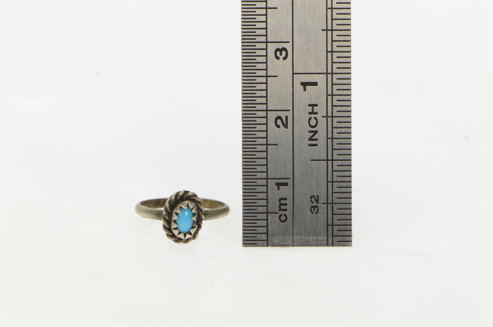 Sterling Silver Turquoise Ornate Southwestern Child's Ring, Size 0.75 ...