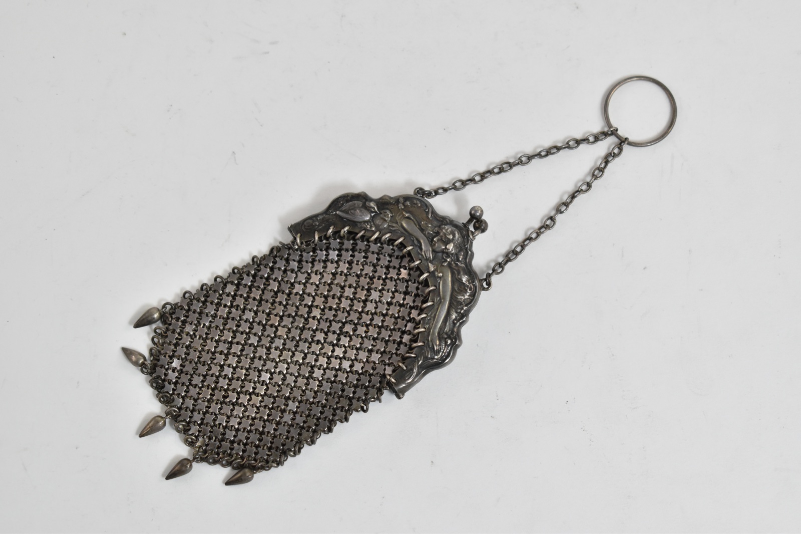 Sterling Silver Victorian Repousse Cherub Dove Mesh Coin Purse ...