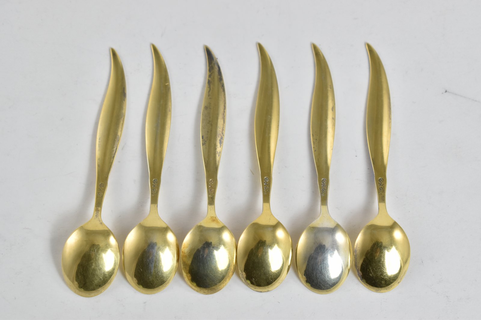 Sterling Silver Vintage Ottar Hval Guilloche Enamel Spoons Set (6pcs ...