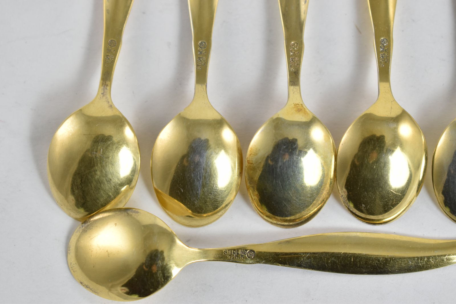 Sterling Silver Vintage Ottar Hval Guilloche Enamel Spoons Set (6pcs ...