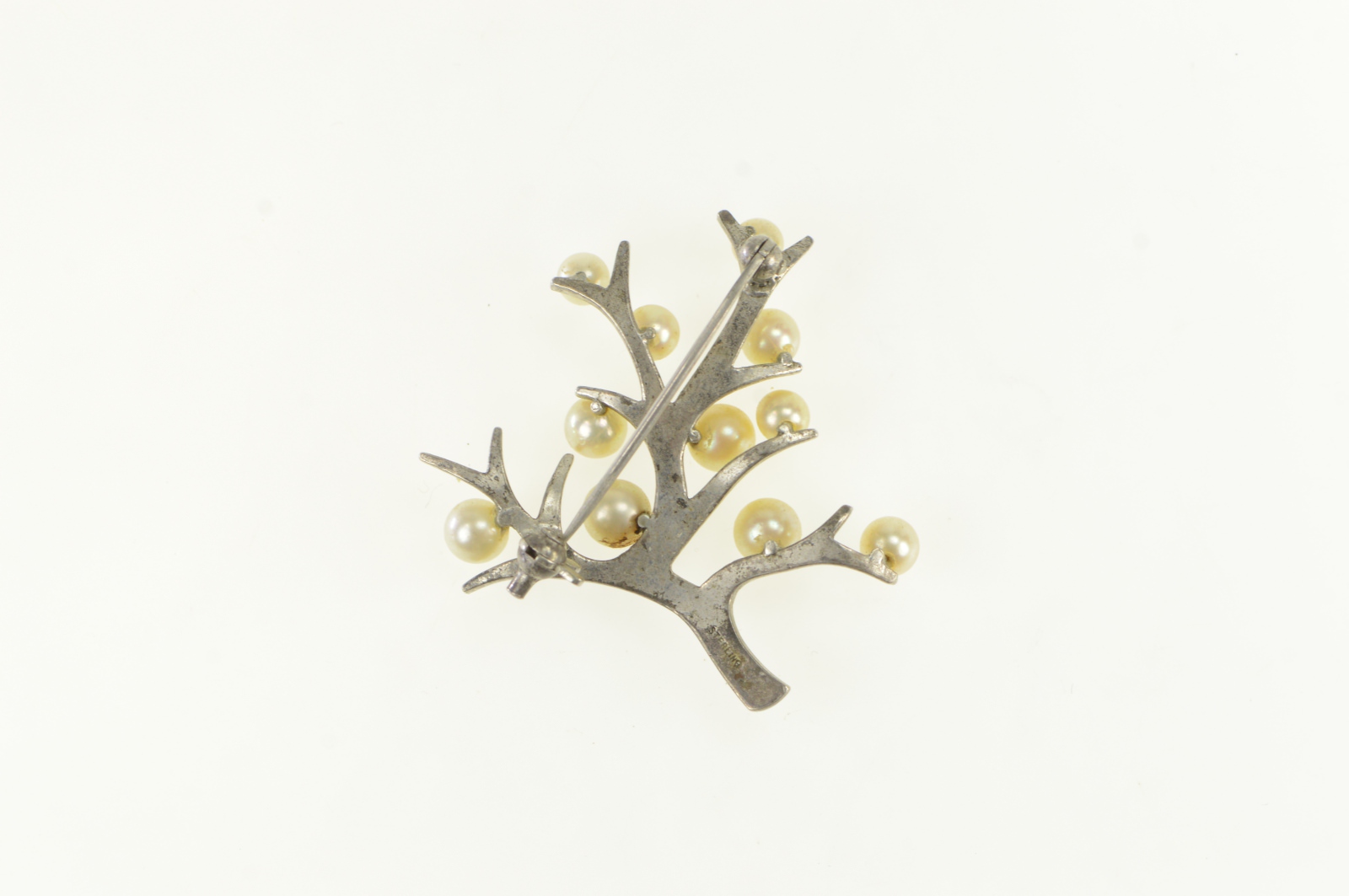 Sterling Silver Vintage Pearl Family Tree Symbol Pin/Brooch | Property Room