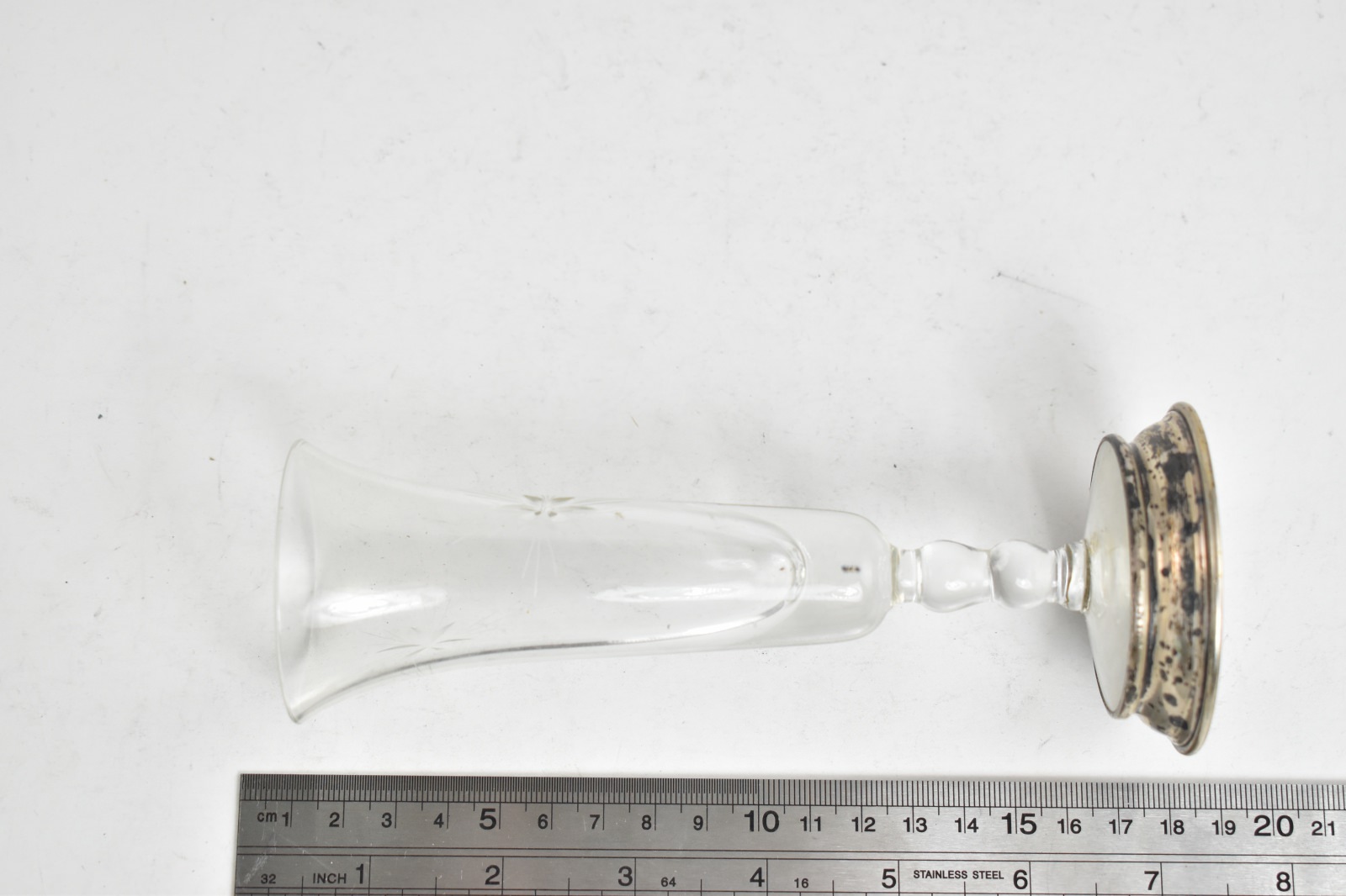 Sterling Silver Wallace Flower Etched Glass Bud Vase Flower | Property Room