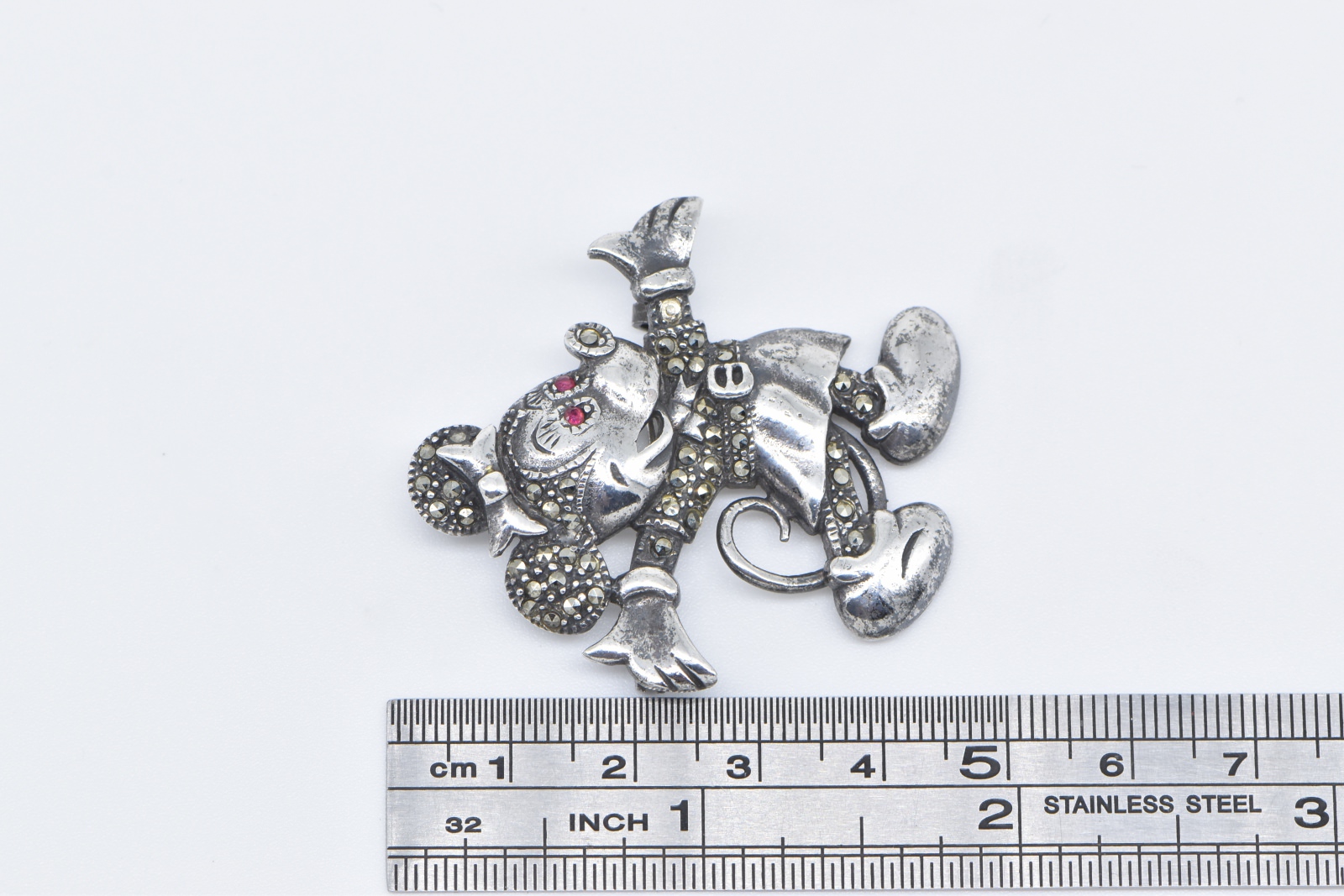 Sterling Silver Walt Disney Productions Minnie Mouse Marcasite Pendant ...