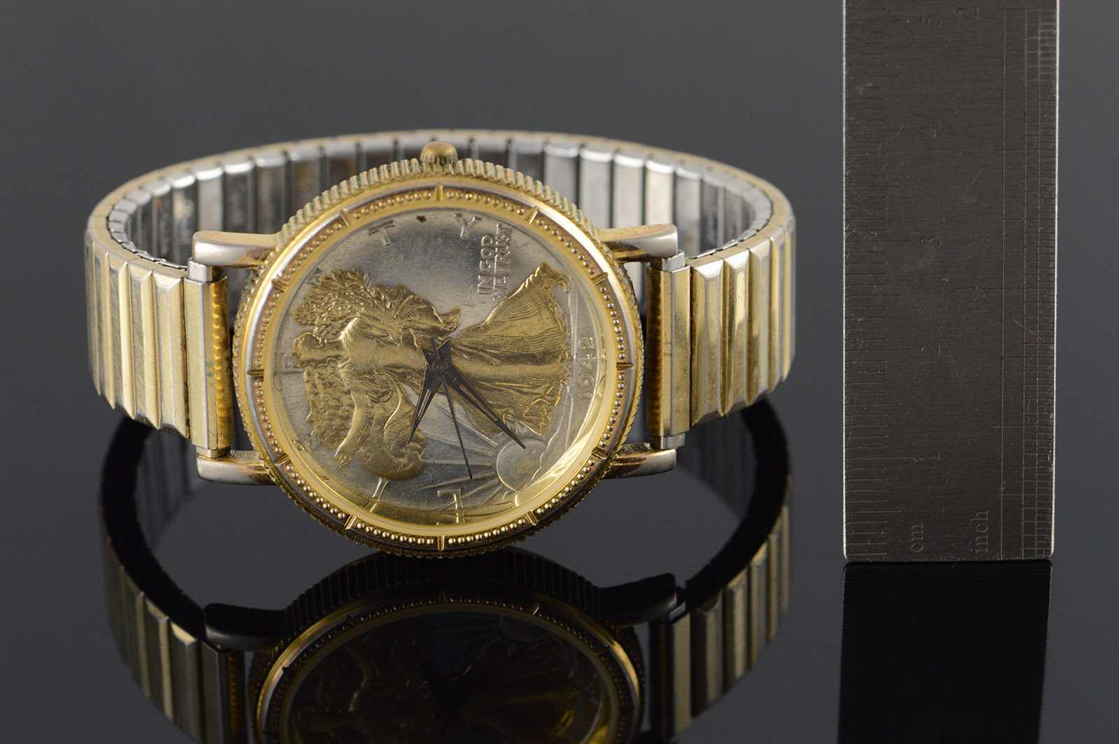 Vintage 37mm Walking Liberty Half Dollar Watch - Men's | Property Room