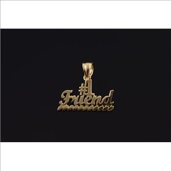 10K #1 Number One Friend Best Friends Word Cut Out Yellow Gold Charm ...