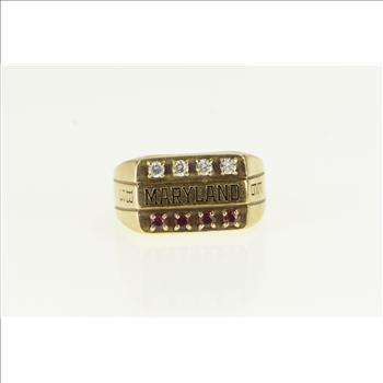 10K 1993 University of Maryland Diamond Ruby Class Yellow Gold Ring ...