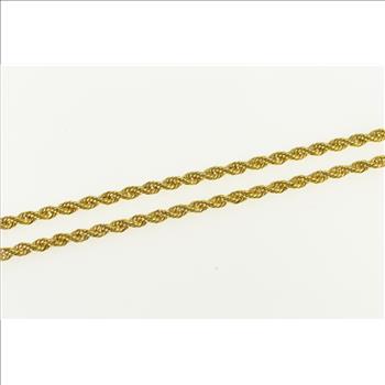 10K 2.1mm Classic Fancy Rolling Rope Link Chain Yellow Gold Necklace 21 ...