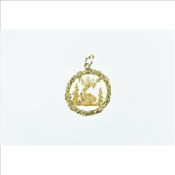 10K Alaskan Gold Rush Prospector Pan Sifter Yellow Gold Charm/Pendant ...