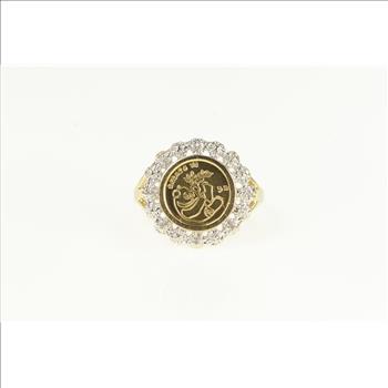 10K Chinese Panda Coin Tribute Statement Yellow Gold Ring, Size 7.5 ...