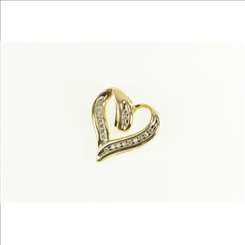 10K Classic Curvy Diamond Loop Heart Love Yellow Gold Pendant ...
