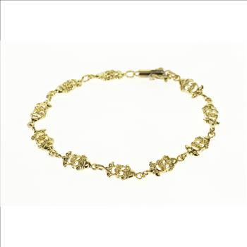 10K Clown Face Cut Out Link Circus Chain Yellow Gold Bracelet 6.75 ...