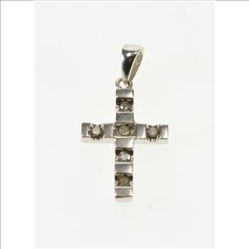 10K Diamond Channel Inset Cross Christian Symbol White Gold Pendant ...