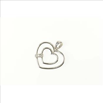 10K Diamond Classic Heart Love Symbol White Gold Pendant | Property Room
