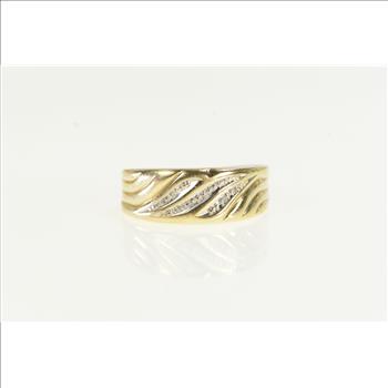 10K Diamond Classic Wavy Wedding Band Vintage Yellow Gold Ring, Size 9 ...