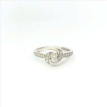 10K Diamond Swirl Design Promise Engagement White Gold Ring, Size 7.25 ...