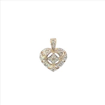 10K Domed Heart Lattice Vintage Love Symbol Yellow Gold Pendant ...
