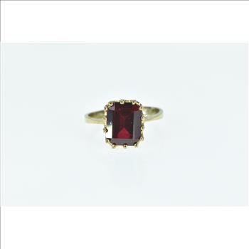 10K Emerald Cut Syn. Ruby Solitaire Statement Yellow Gold Ring, Size 6 ...