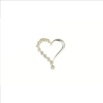 10K Graduated Diamond Wavy Curvy Heart Love White Gold Pendant ...