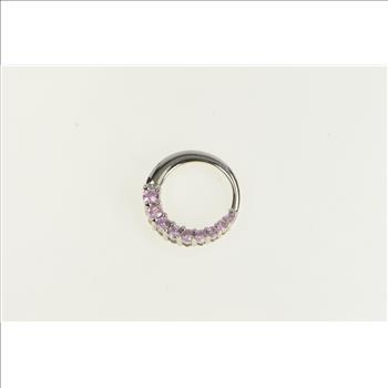 10K Graduated Pink Topaz Round Circle Vintage White Gold Charm/Pendant ...