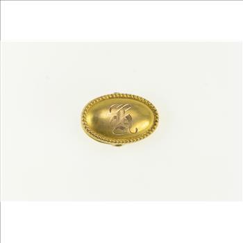 10K H Monogram Engraved Letter Name Oval Yellow Gold Dress Clip | Property Room