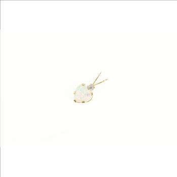 10K Heart Syn. Opal CZ Accent Love Symbol Yellow Gold Pendant ...