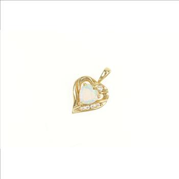 10K Heart Syn. Opal Diamond Love Symbol Yellow Gold Pendant | Property Room