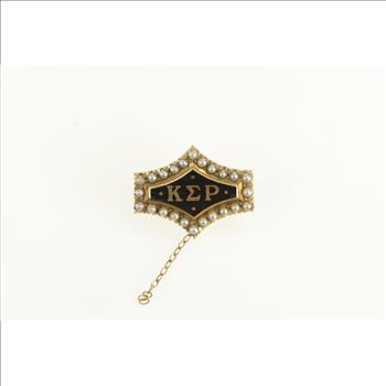 10K Kappa Epsilon Rho Seed Pearl Lapel Fraternity Yellow Gold Pin ...