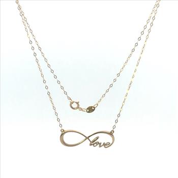 10K Love Infinity Symbol Forever Chain Yellow Gold Necklace 17 ...