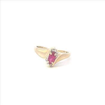 10K Marquise Ruby Diamond Accent Bypass Yellow Gold Ring, Size 6.5 ...