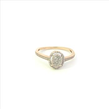 10K Oval Pave Diamond Cluster Statement Yellow Gold Ring, Size 7 ...