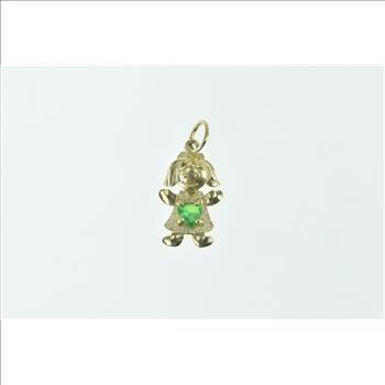 10K Peridot Birthstone Baby Girl Mother's Day Yellow Gold Charm/Pendant ...