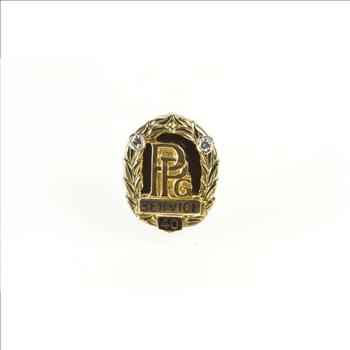 10K PPG 40 Years Service Diamond Ornate Lapel Yellow Gold Pin/Brooch ...