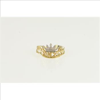 10K Princess Crown Tiara Royal Spoiled Toe Yellow Gold Ring, Size 4.5 ...