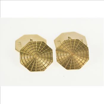 10K Retro Spider Web Dart Board Design Yellow Gold Cuff Links ...
