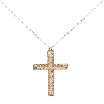 10K Squared Cross Vintage Christian Chain Yellow Gold Necklace 18 ...