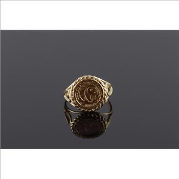 10K Tribute Gold Panda Coin Rope Trim Yellow Gold Ring, Size 6 ...