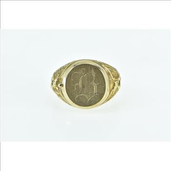 10K Victorian B Monogram Photo Locket Signet Unique Yellow Gold Ring ...