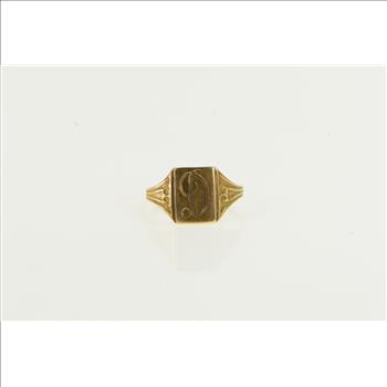 10K Victorian D Cursive Monogram Child's Baby Yellow Gold Ring, Size 1. ...