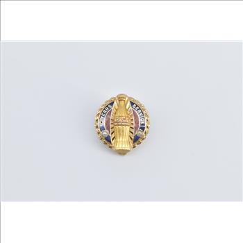 10K Vintage Enamel Coca Cola 10 Years Service Lapel Yellow Gold Pin ...