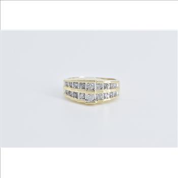 10K Vintage Squared Step Diamond Fashion Band Yellow Gold Ring, Size 5. ...